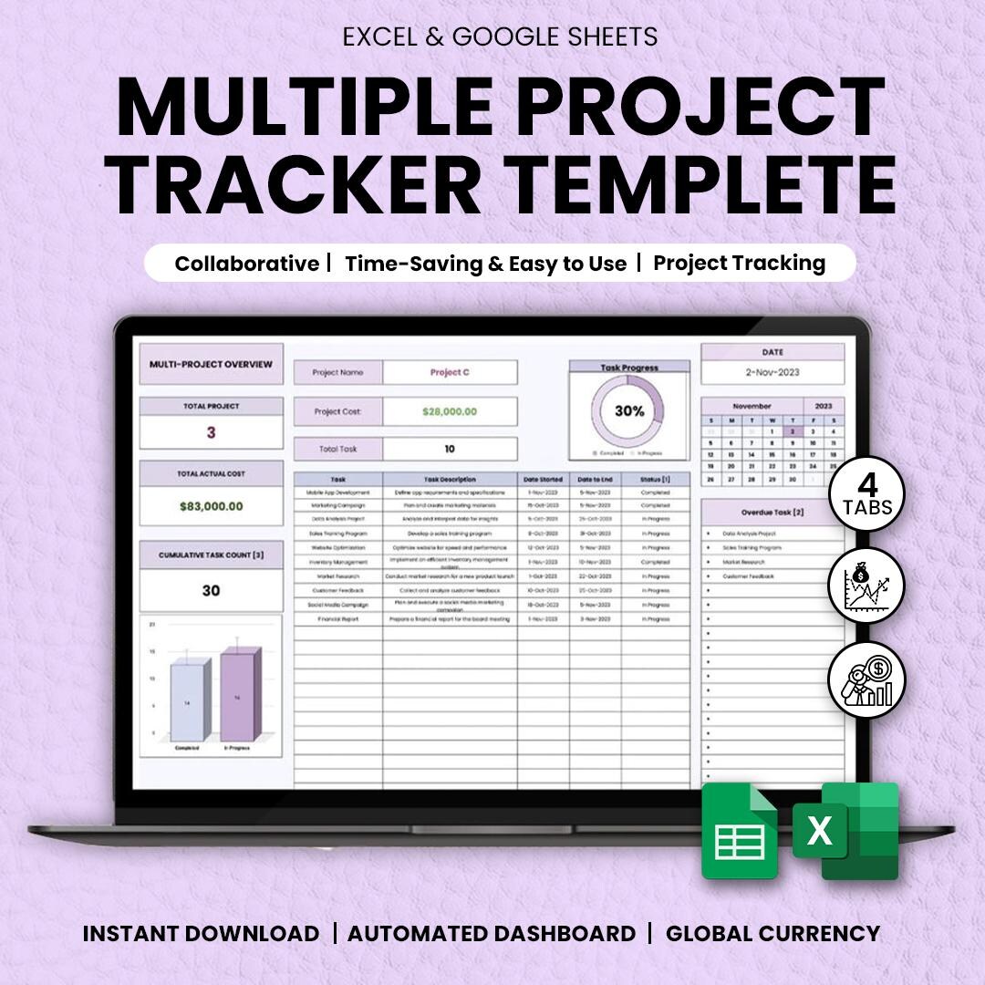 Multiple Project Tracker Template for Business | Task Management ...