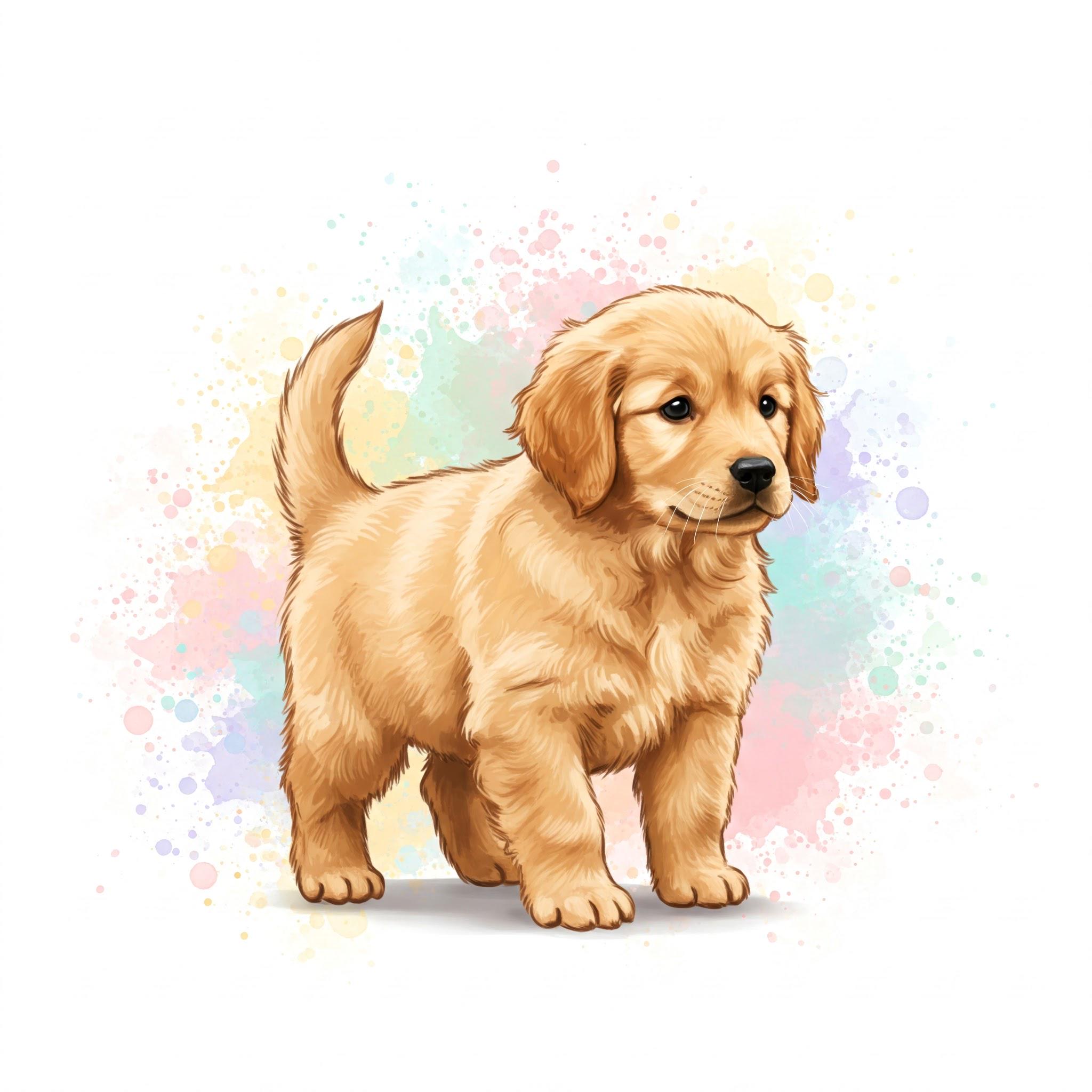Golden Retriever Puppy, Simple Design With Pastel Watercolour - Etsy