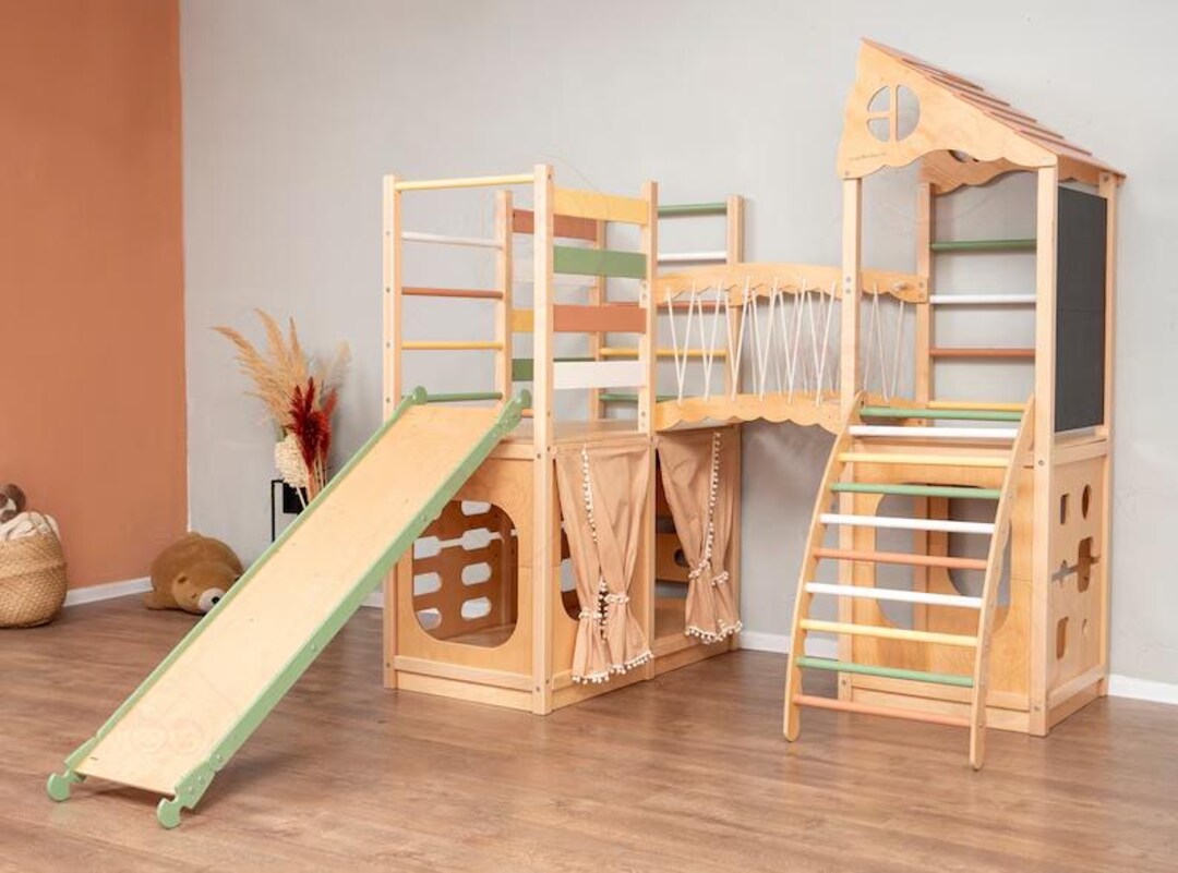 Monkey Bar - Wooden Indoor Climbing Playground for Kids, Montessori ...