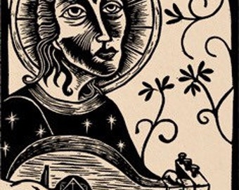 Psalm 55 linocut Christianity Bible woodcut prayer | Etsy