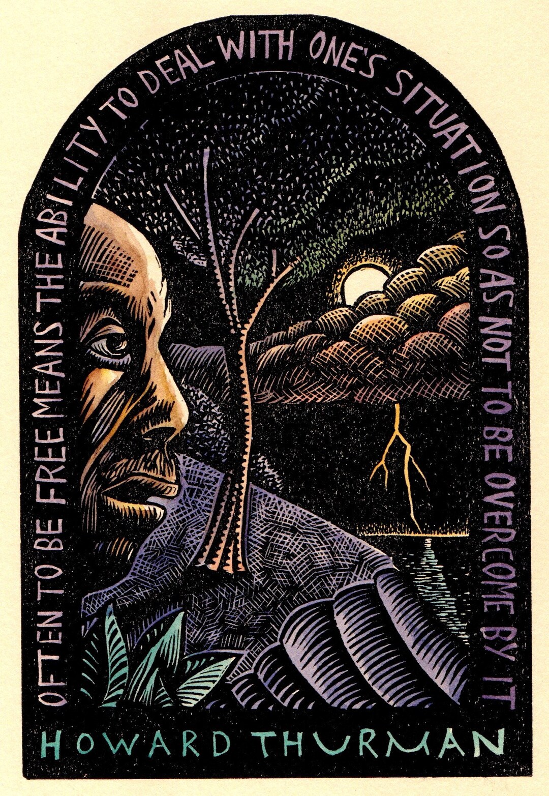 Howard Thurman Christian Mystic Original Block Print Art - Etsy