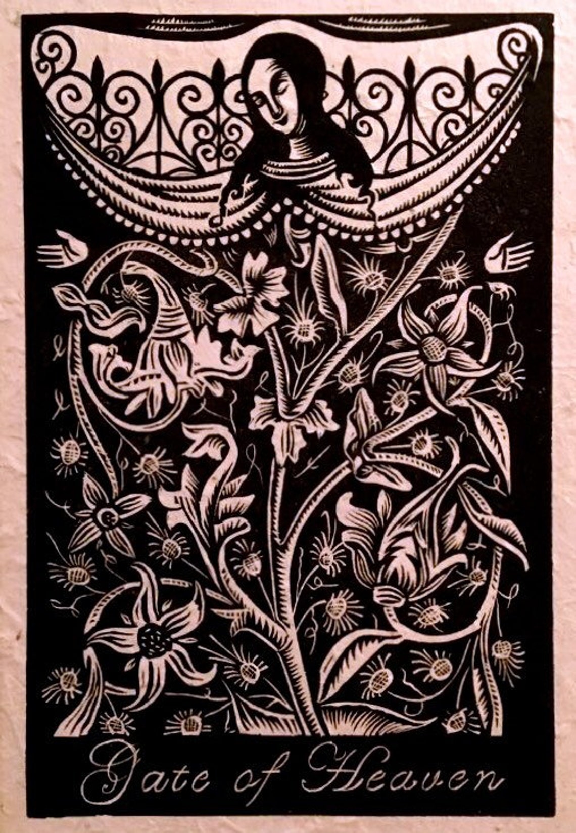 Mary Gate of Heaven Original Block Print Art Blessed Mother Virgin - Etsy