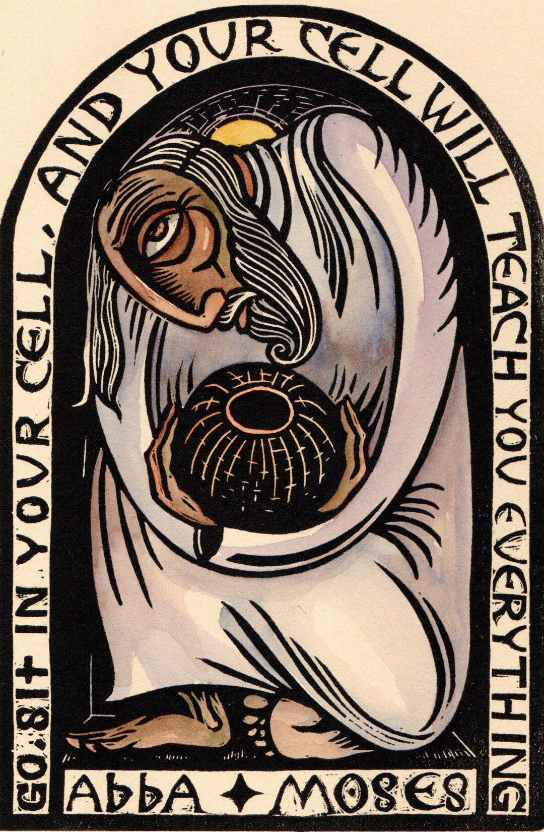 Abba Moses the Desert Fathers Monk Original Hand Pulled Block Print - Etsy