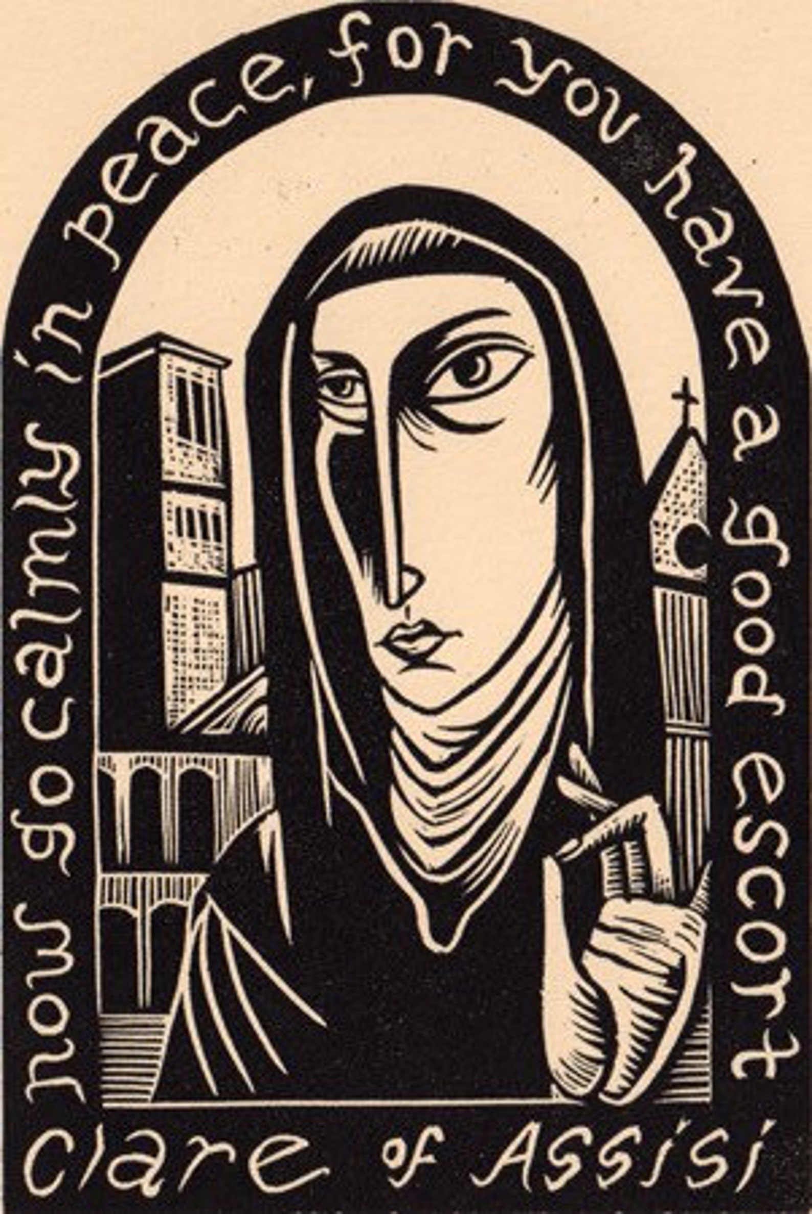 Saint Clare of Assisi Icon Original Hand Pulled Block Print - Etsy