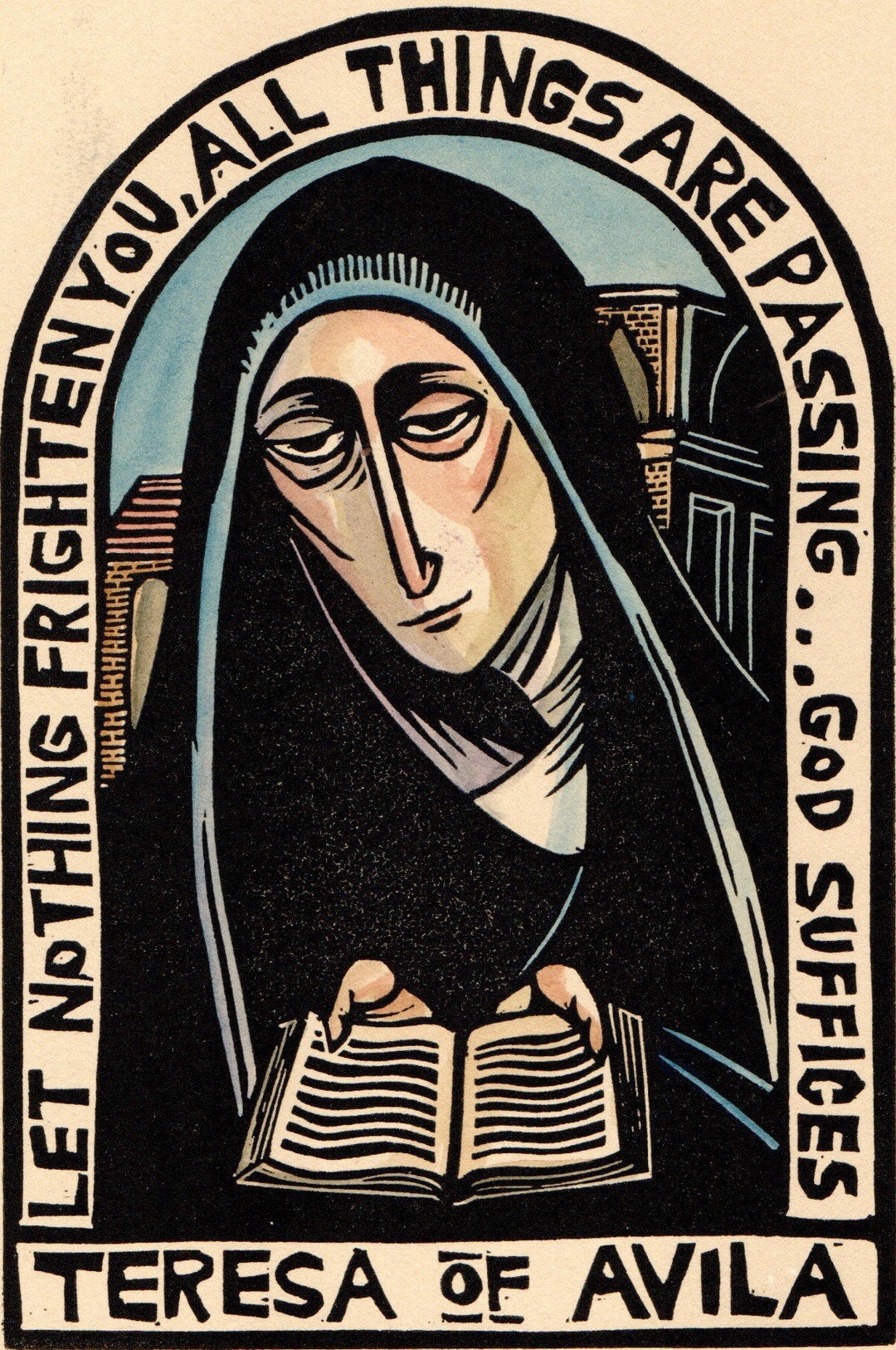 Saint Teresa of Avila Doctor of the Church Original Handmade Linocut ...
