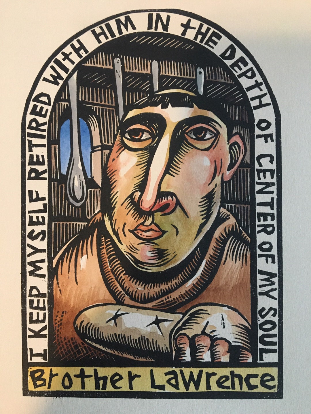 Brother Lawrence Original Block Print Art Christian Devotional Prayer ...