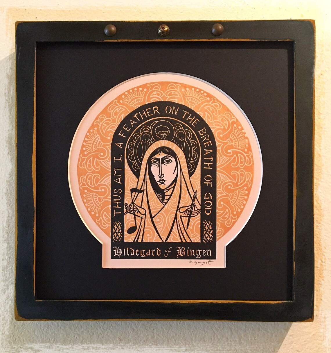 Saint Hildegard of Bingen linocut Christian prayer mystic icon | Etsy
