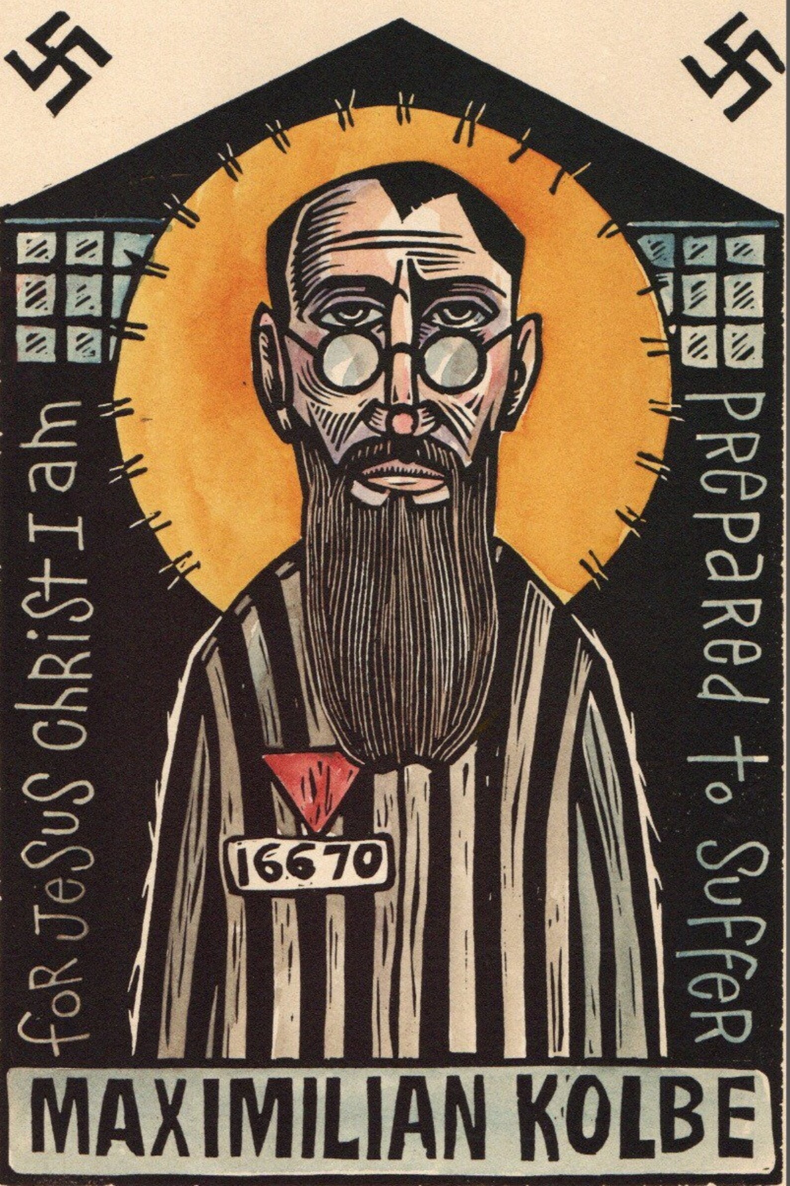 Maximilian Kolbe Block Print - Etsy
