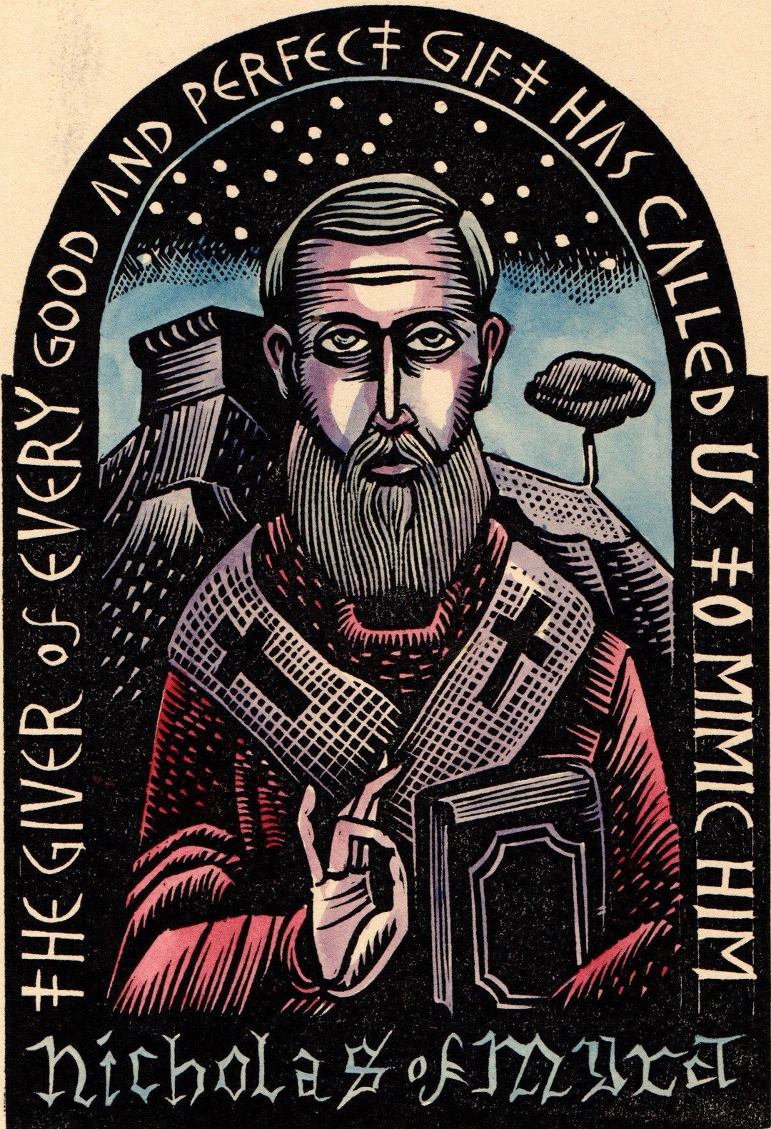 Saint Nicholas of Myra Santa Claus St. Nick Christmas Original Block ...