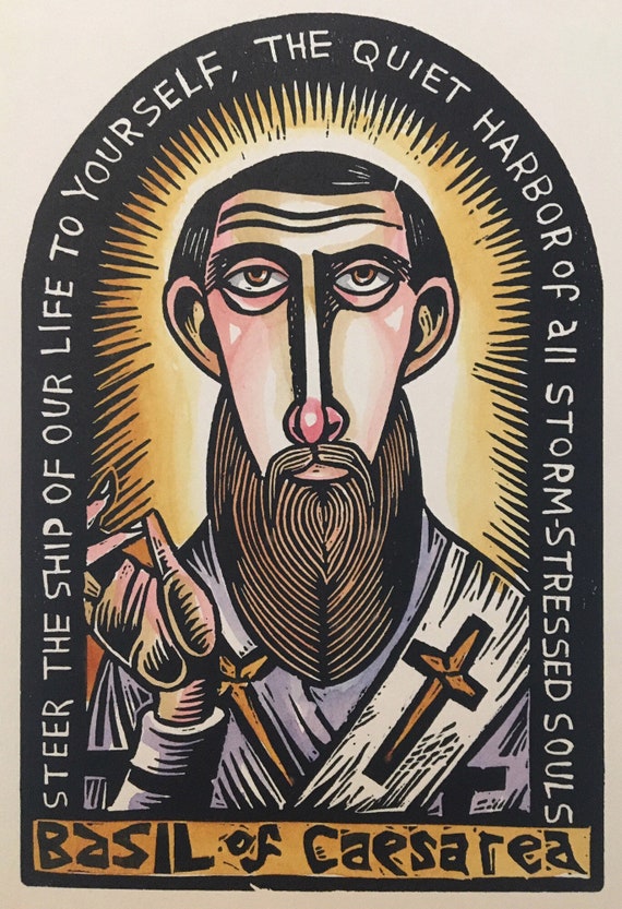 Basil the Great of Caesarea Original Block Print Art | Etsy