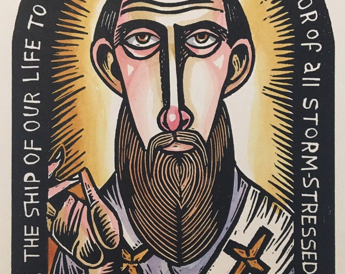 Basil the Great of Caesarea Original Block Print Cappadocian Father Art ...