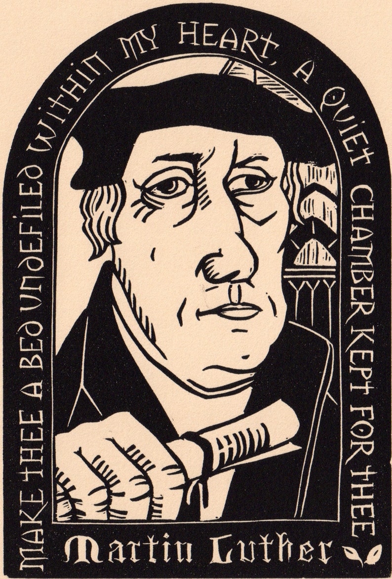 Martin Luther Original Block Print Art Lutheran Reformation - Etsy