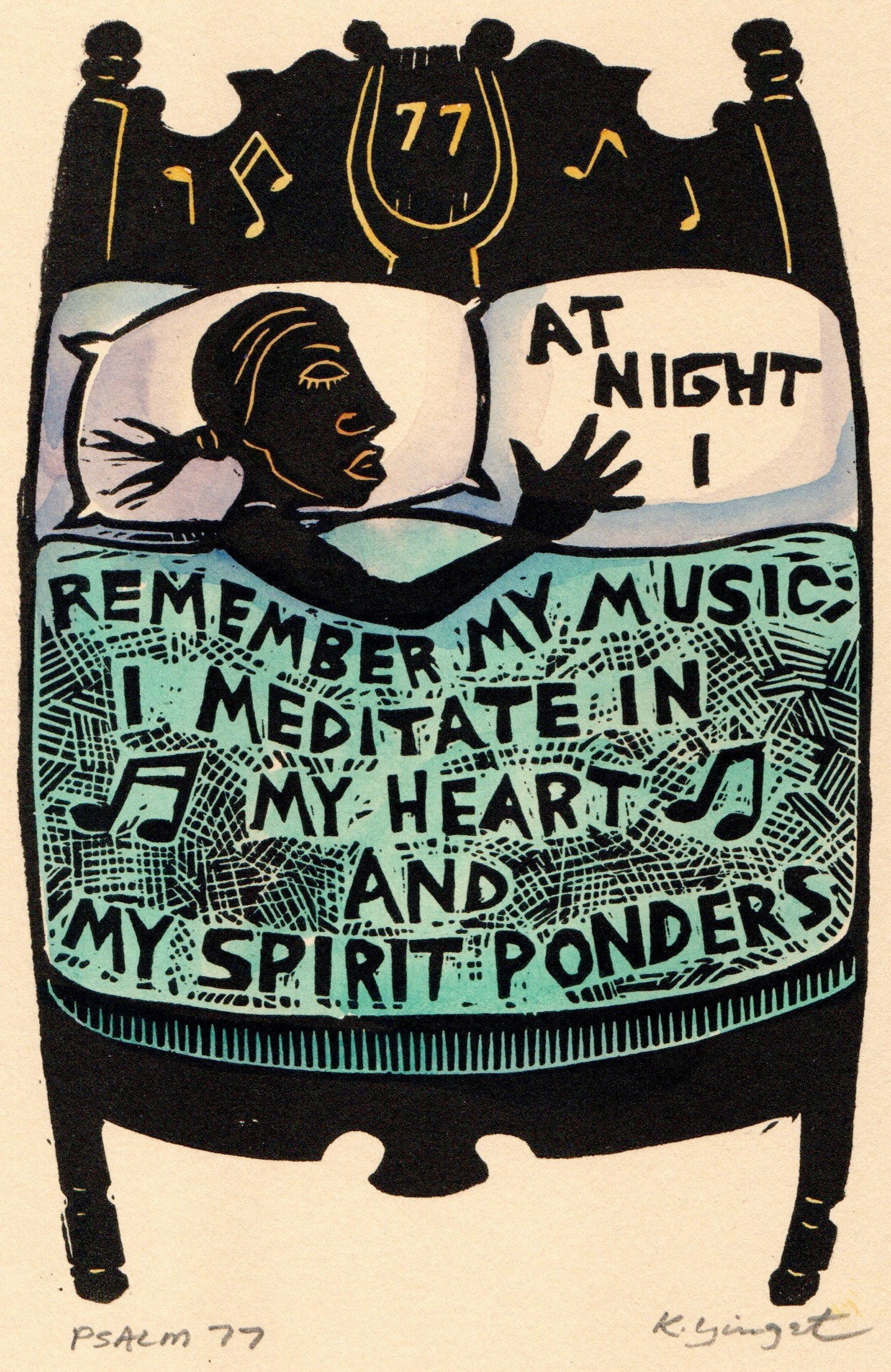 Psalm 77 Original Art Block Print Christian Prayer - Etsy