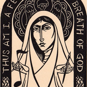 Saint Hildegard of Bingen Linocut Christian Prayer Mystic Icon Doctor ...