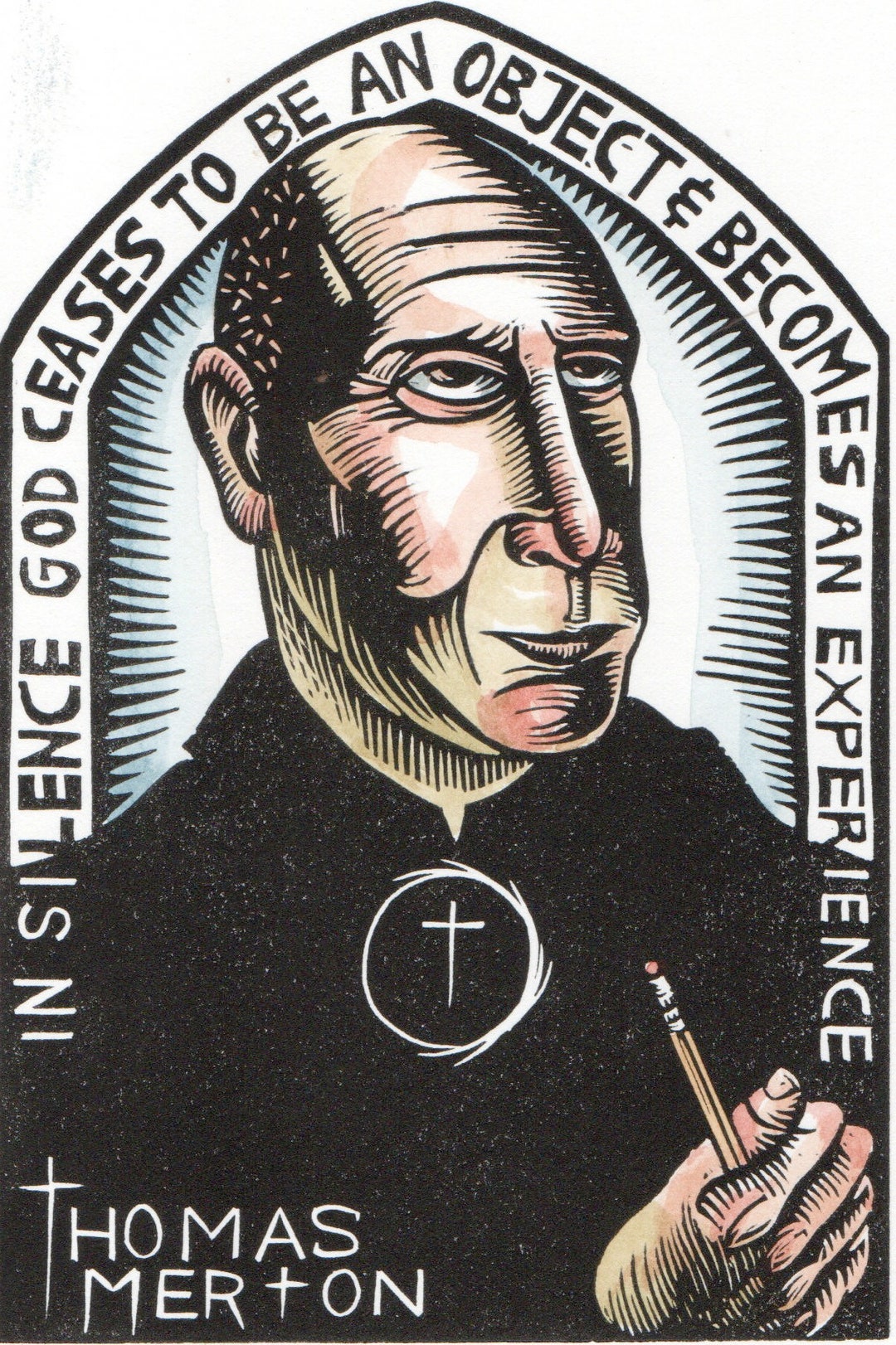 Thomas Merton Original Block Print Art Writer Poet Mystic - Etsy