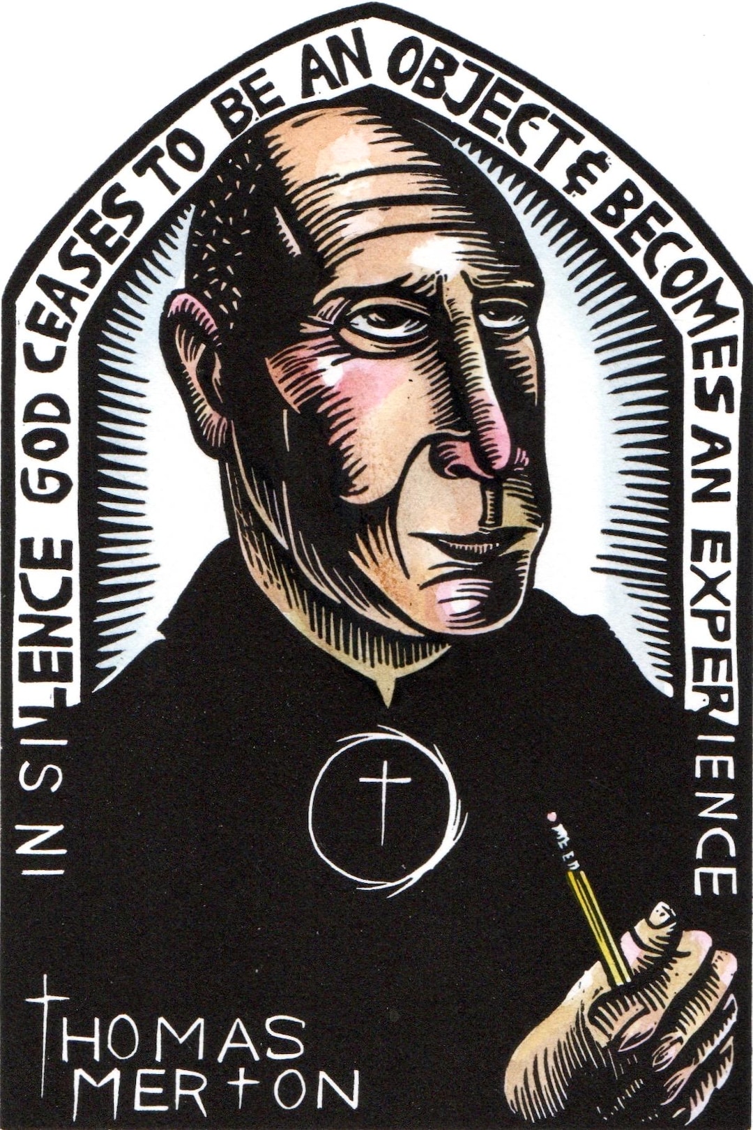 Thomas Merton Original Block Print Art Writer Poet Mystic - Etsy