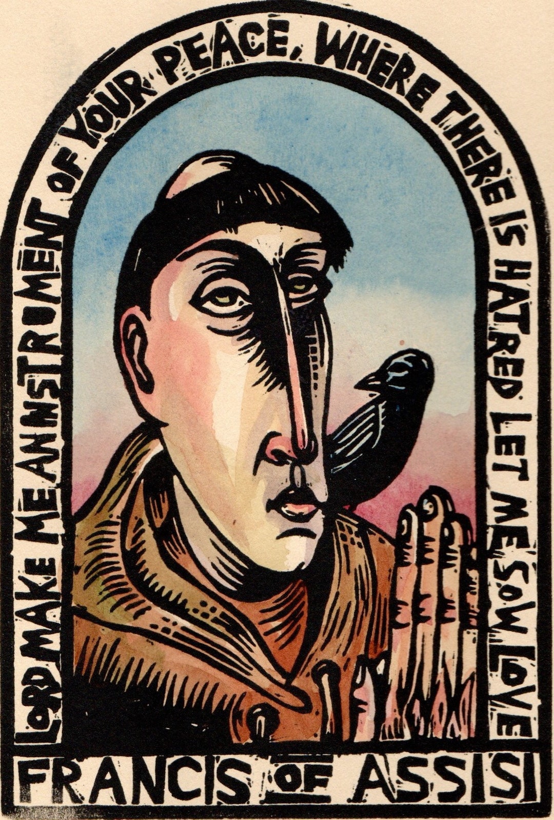 Saint Francis of Assisi Icon Original Block Print - Etsy