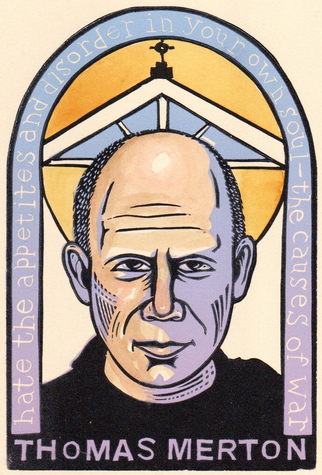 Thomas Merton Original Block Print Art Writer Poet Mystic - Etsy