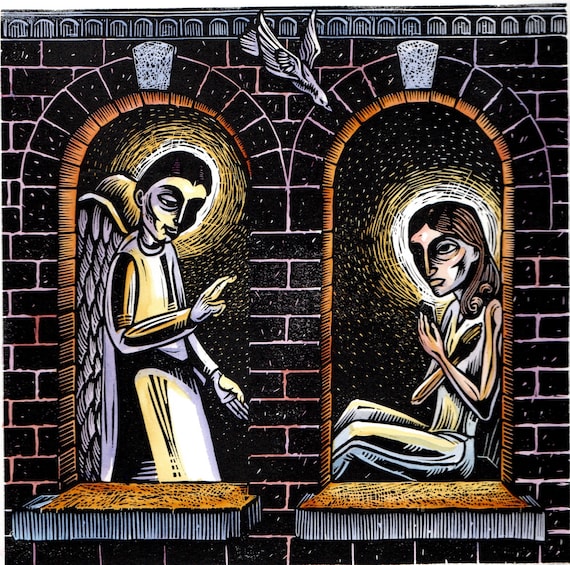 The Annunciation Angel Appears to Mary Christmas Original | Etsy