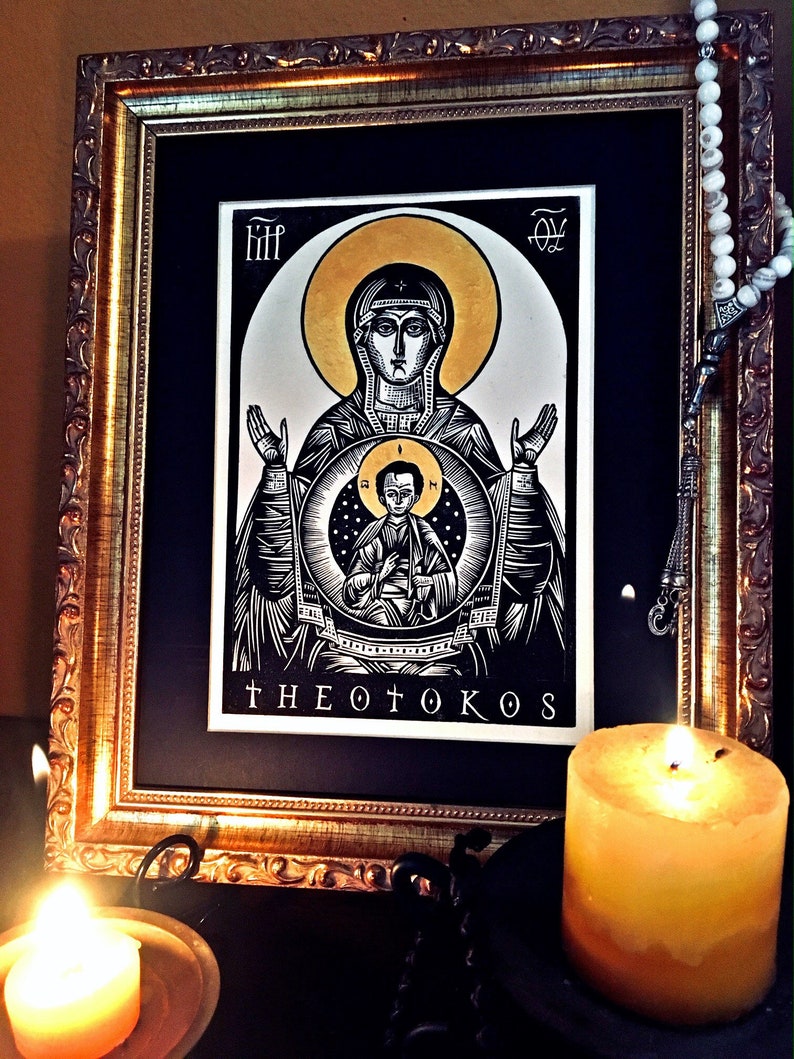 Theotokos Orans Our Lady of the Sign Icon Ikon Holy Mother Virgin Mary ...