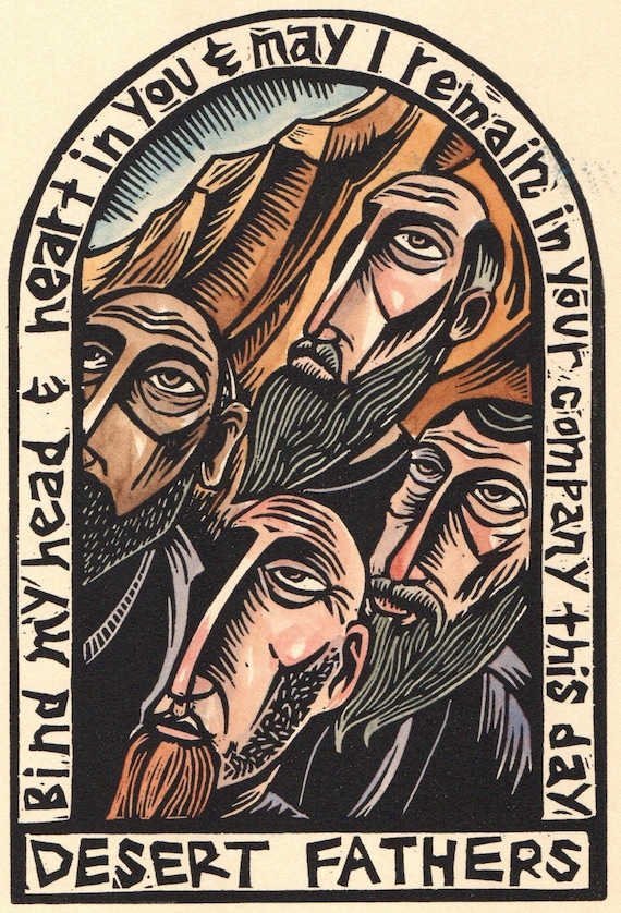 The Desert Fathers Block Print Saints Icon Original Art | Etsy Canada