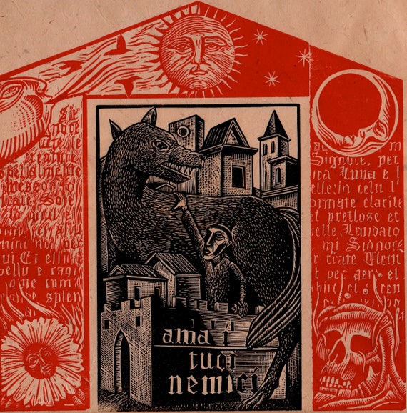 Saint Francis and the Wolf of Gubbio love Your Enemies | Etsy