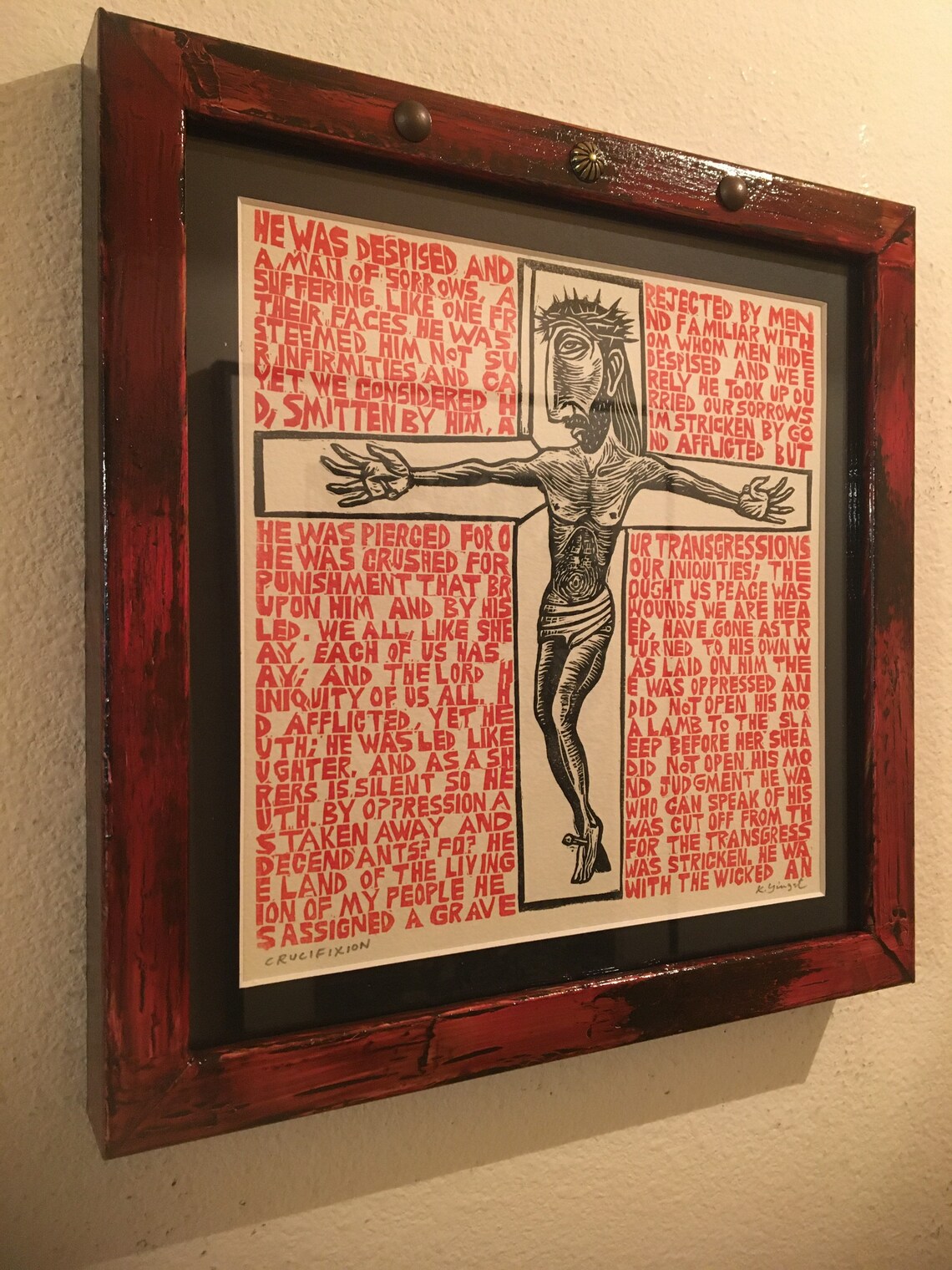 Crucifixion Jesus Christ is Crucified Original Block Print the - Etsy