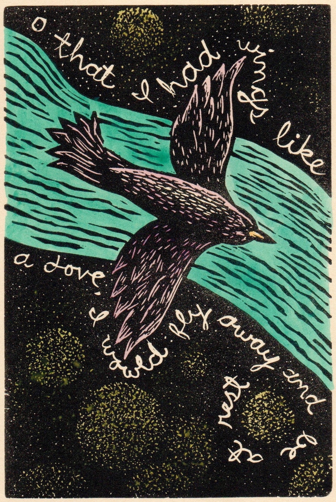 Psalm 55 Linocut Christianity Bible Woodcut Prayer - Etsy