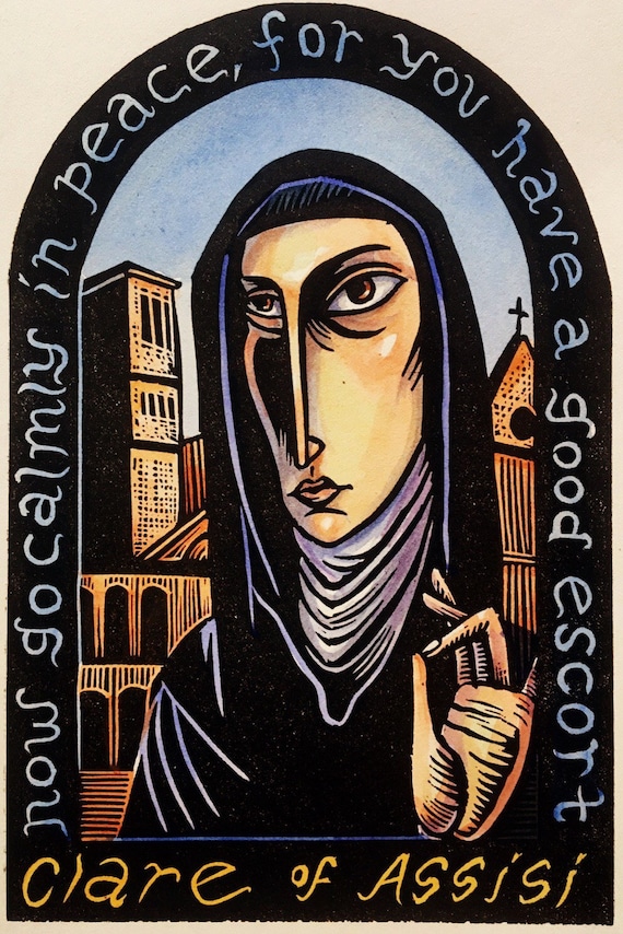 Saint Clare of Assisi Icon Original Hand Pulled Block Print - Etsy