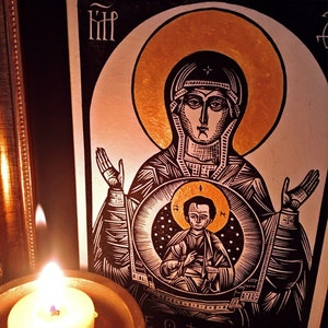 Theotokos Orans Our Lady of the Sign Icon Ikon Holy Mother Virgin Mary ...