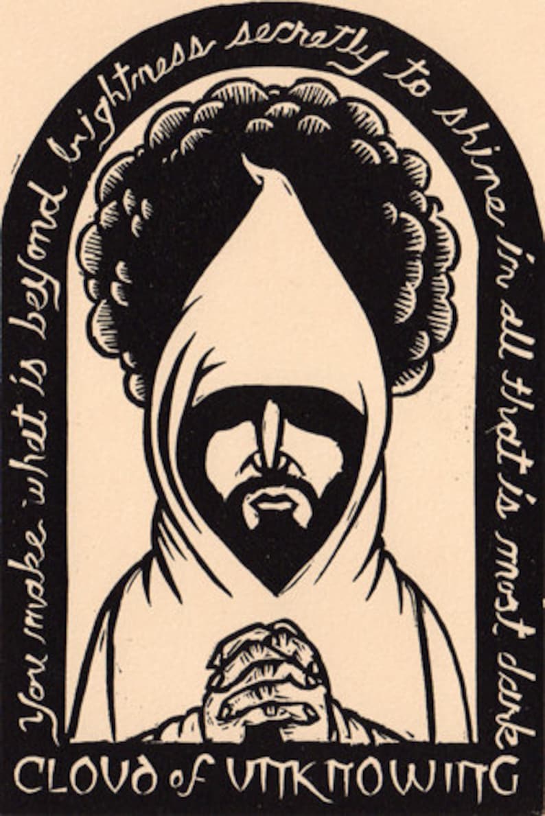 CLOUD OF UNKNOWING Block Print Devotional Prayer Christian Meditation ...