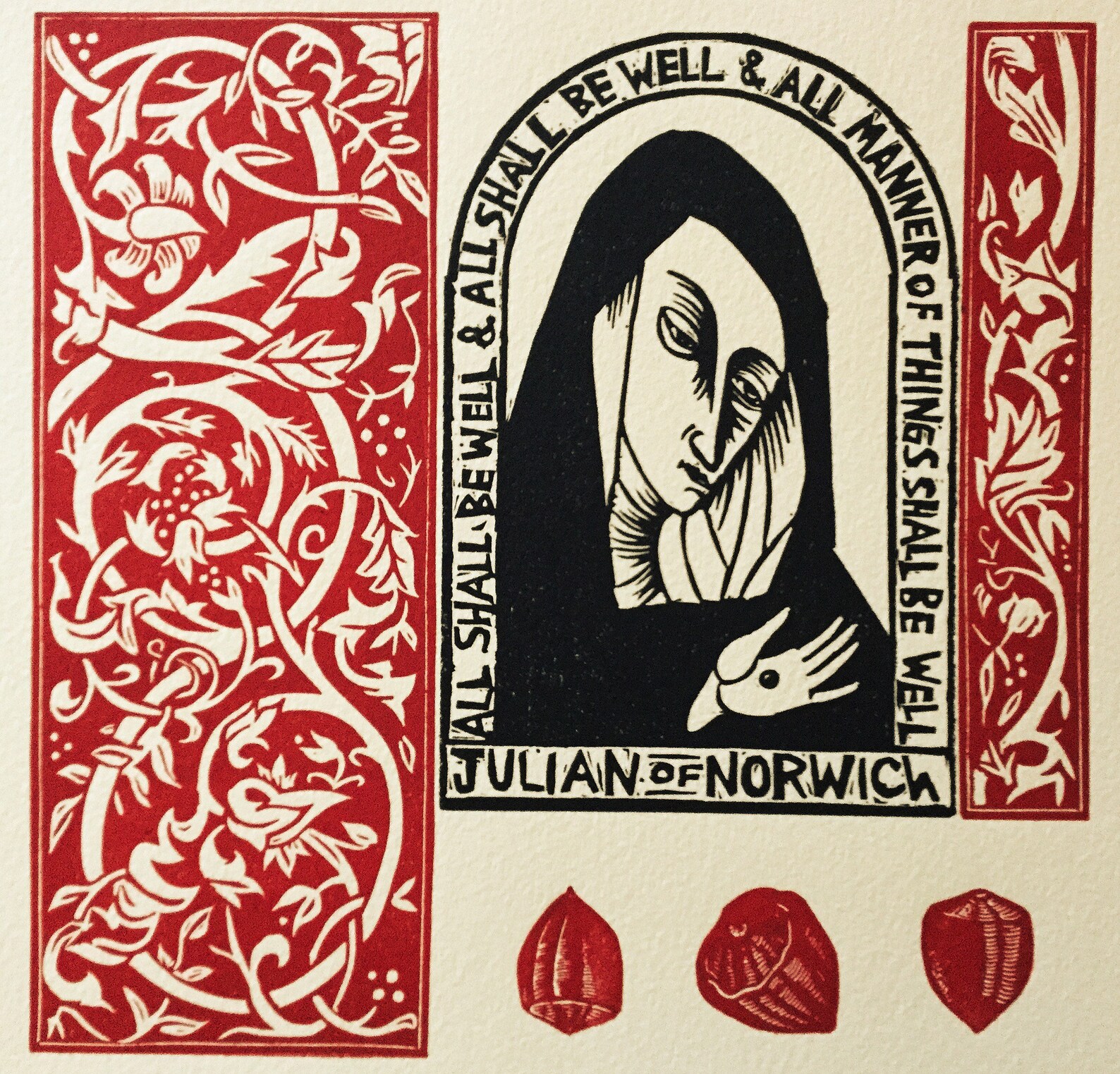 Saint Julian of Norwich Mystic Original Handmade Linocut Christianity ...