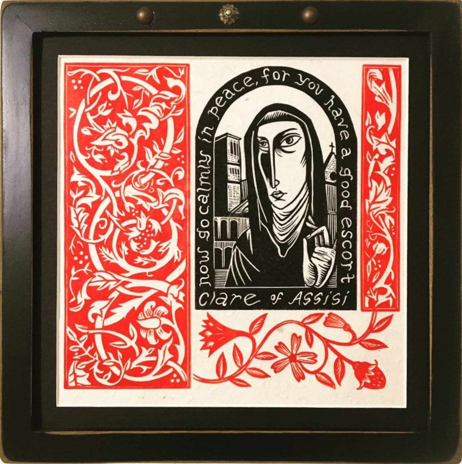 Saint Clare of Assisi Icon Original Hand Pulled Block Print Prayer ...