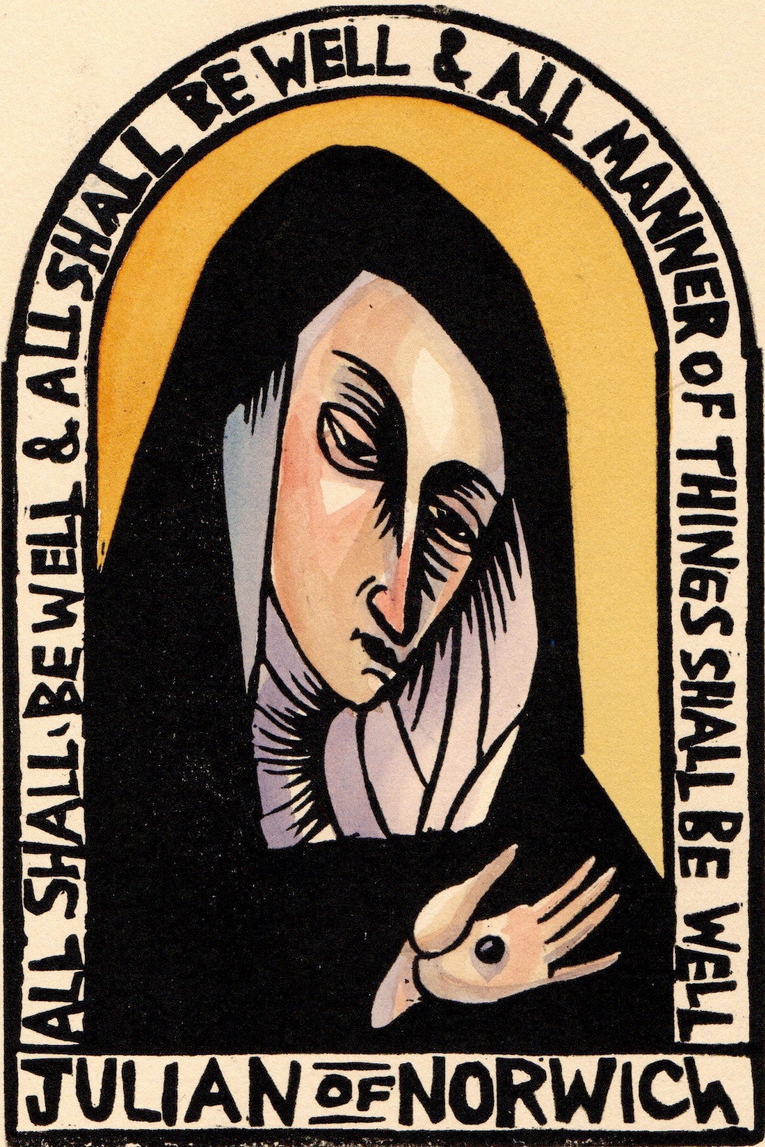 Saint Julian of Norwich Mystic Original Handmade Linocut Christianity ...