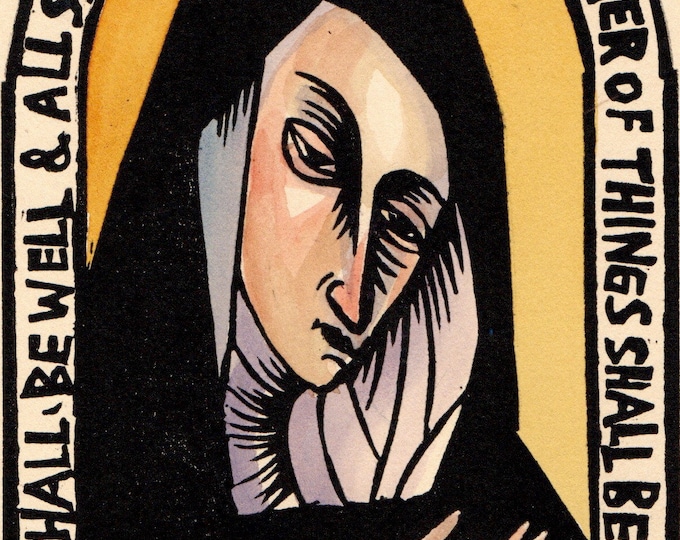 Saint Julian of Norwich Mystic Original Handmade Linocut Christianity ...