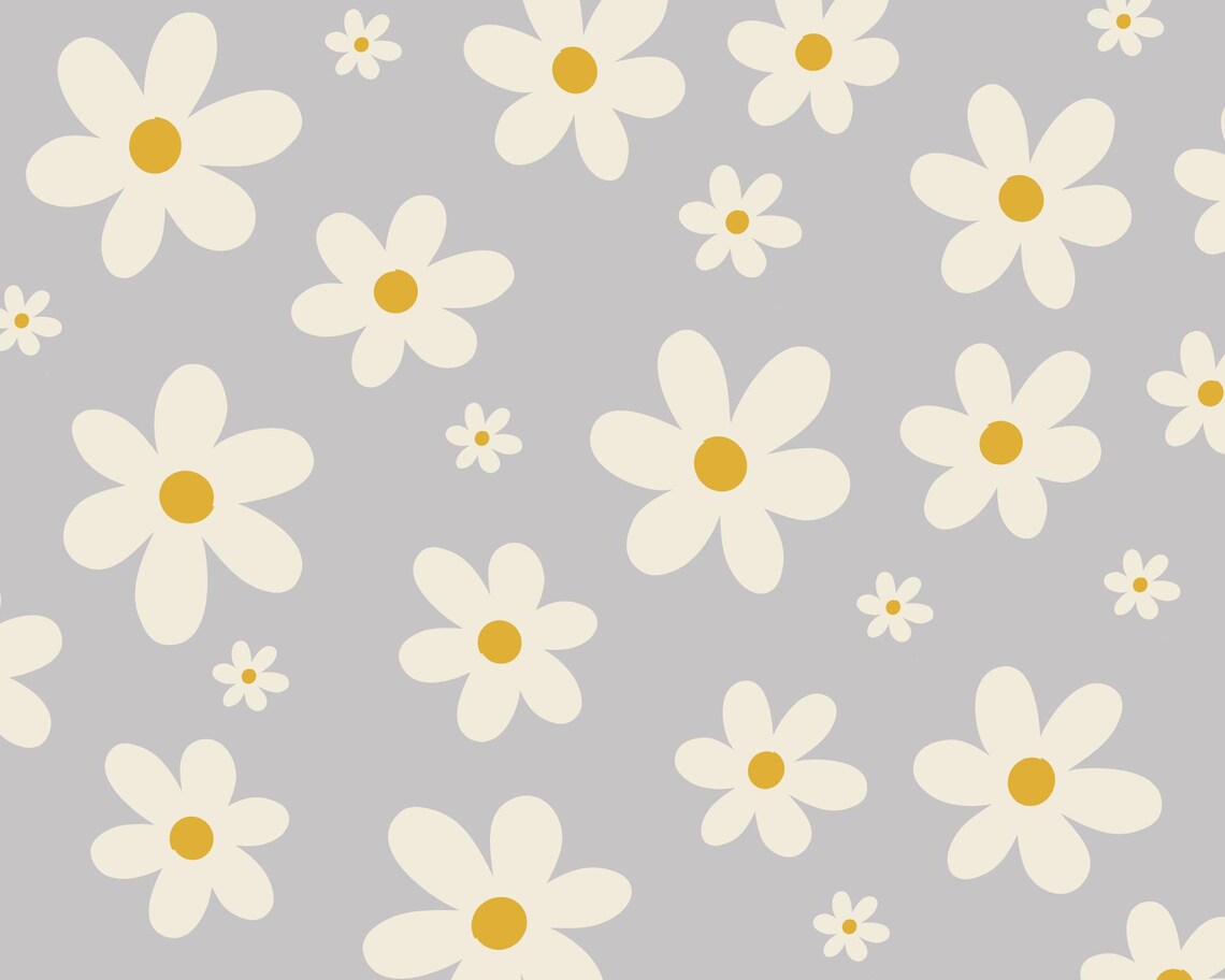 70s Style Grey Daisy Wallpaper - Etsy