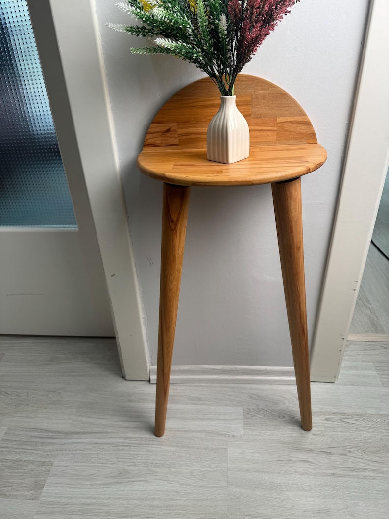 Handmade Beech Wood Half-moon Wall Table, Minimalist Nightstand, Small ...