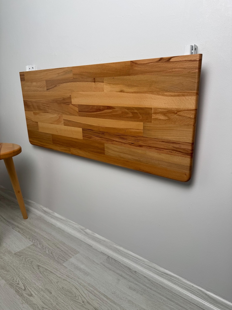 Handmade Natural Wood Folding Wall Table – Space Saving Design - Etsy