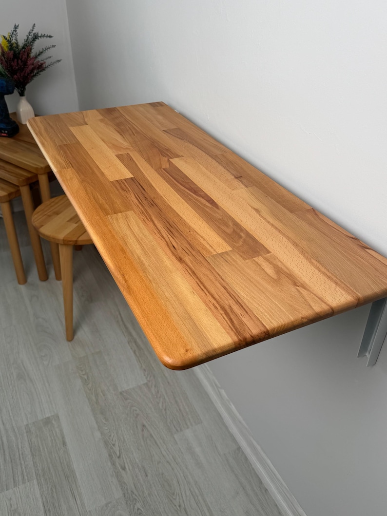 Handmade Natural Wood Folding Wall Table – Space Saving Design - Etsy