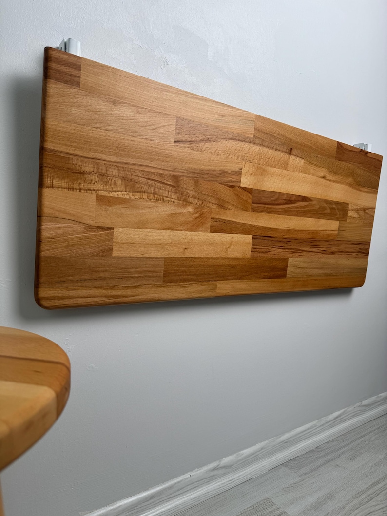 Handmade Natural Wood Folding Wall Table – Space Saving Design - Etsy