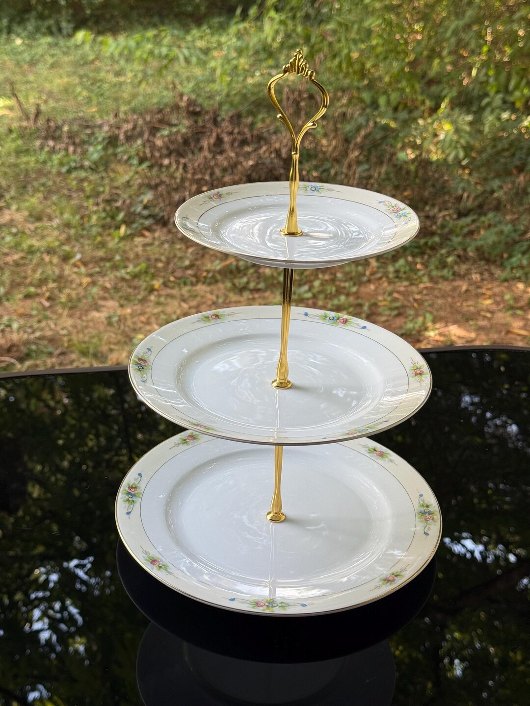 3 Tiered Serving Trays Made From Vintage Plates (floral Trim) - Etsy