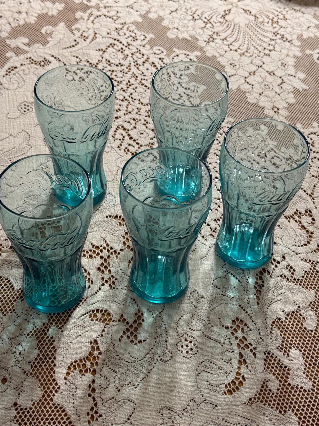 Vintage 5 Teal Coca Cola Tumblers - Etsy
