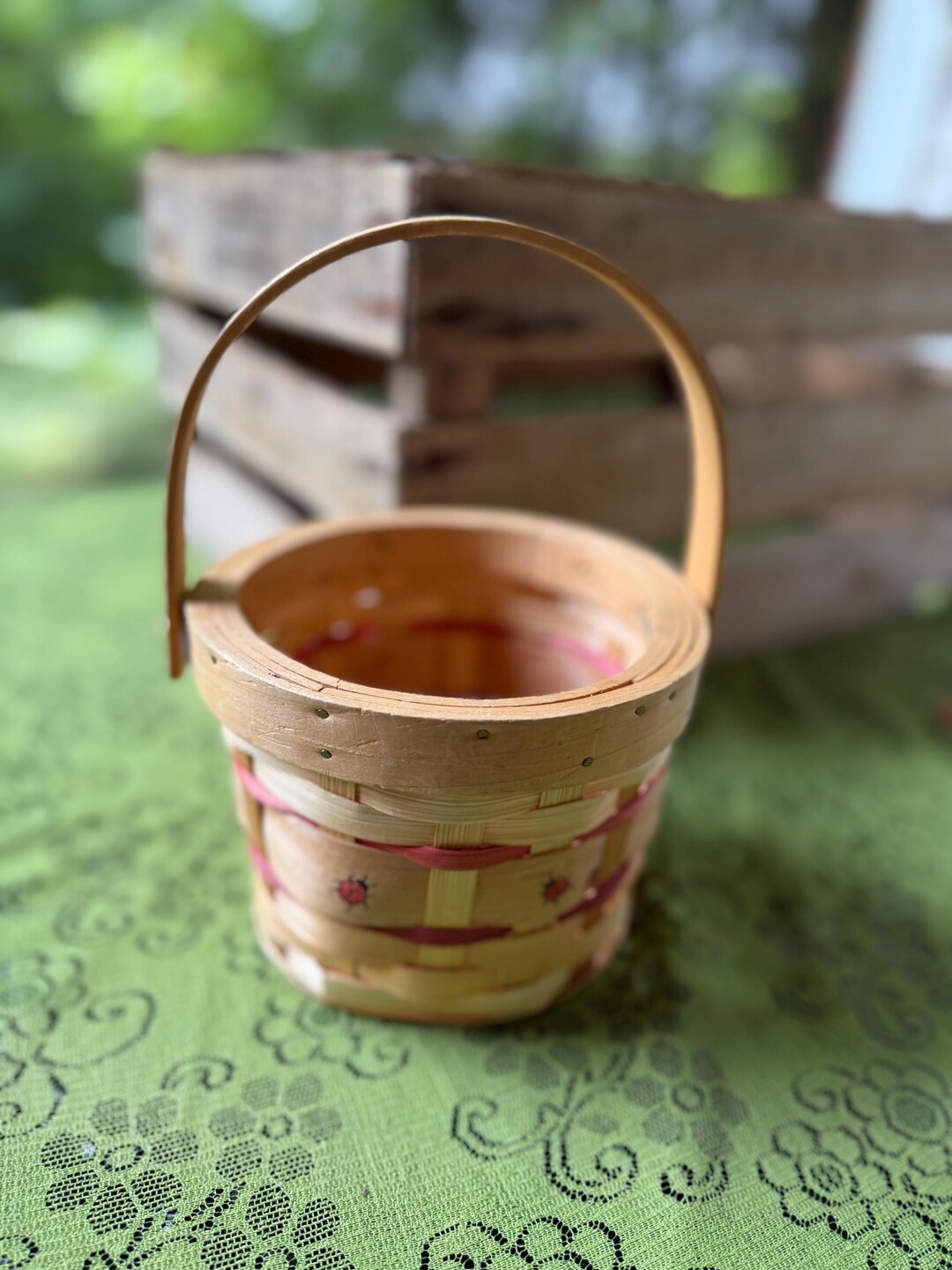 Vintage Small Ladybug Basket - Etsy