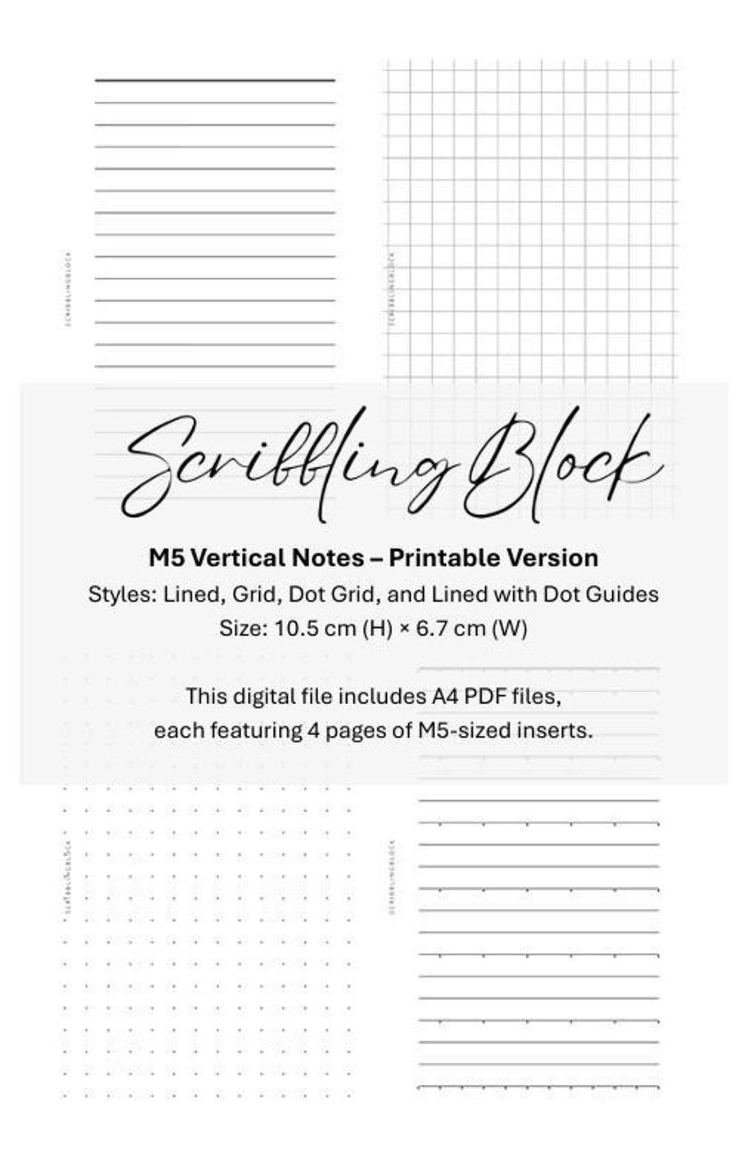M5 Vertical Notes Printable Inserts (A4 PDF) - Etsy