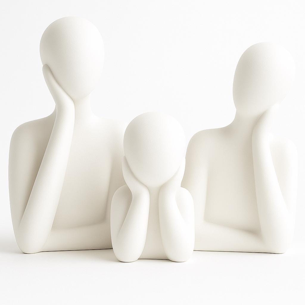 Family of Three Sculpture, Minimalist Family Statue Set of 3, Abstract ...