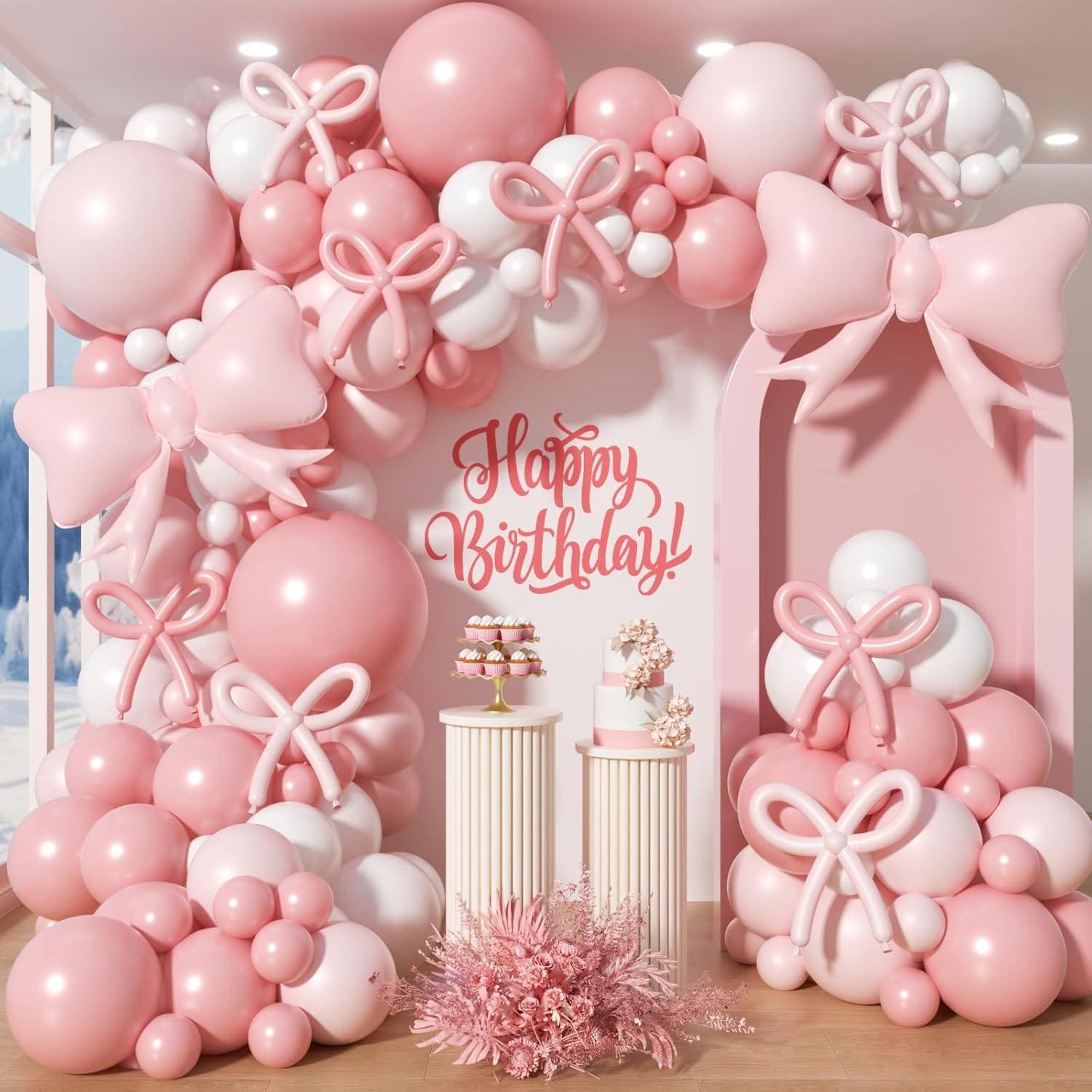 Pink Bow Balloon Garland Arch Kit -coquette Birthday Decorations ...