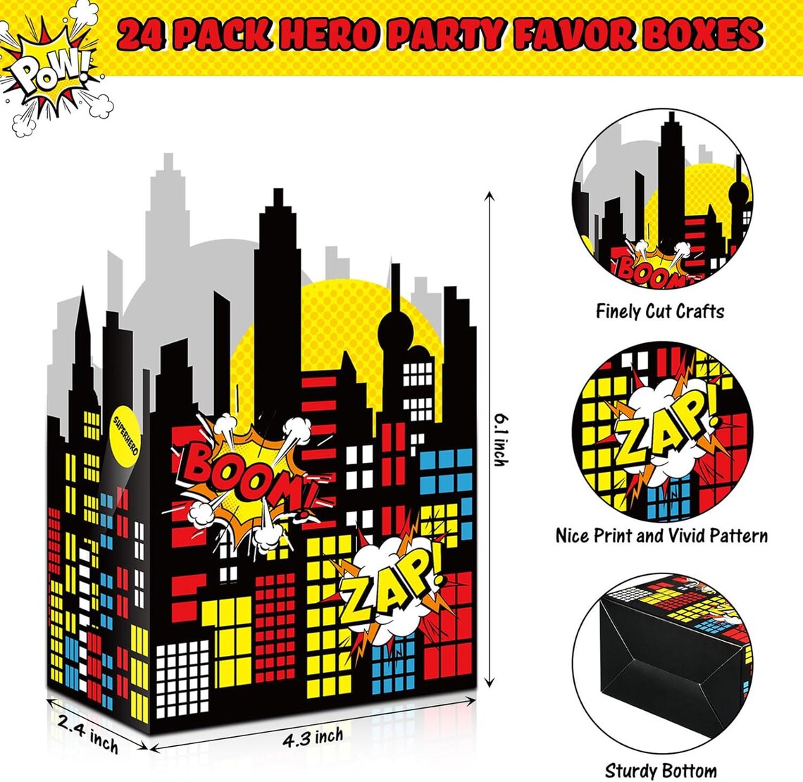 24 Pieces Party Favor Box Colorful Theme Candy Treat Boxes Cardboard ...