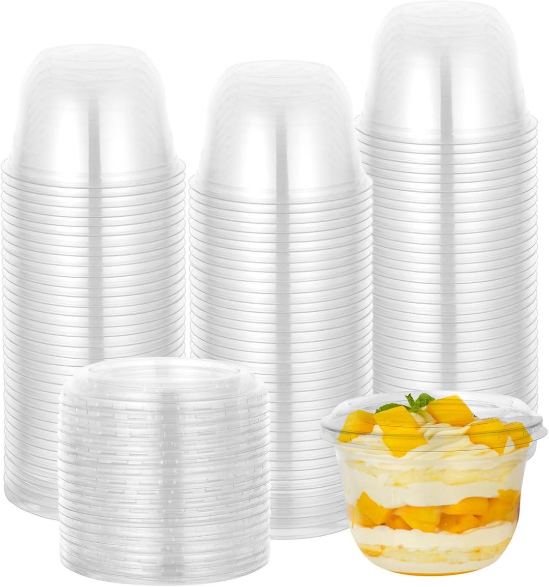 100 Pack Disposable Dessert Cups, Stackable Clear Plastic Cups With ...