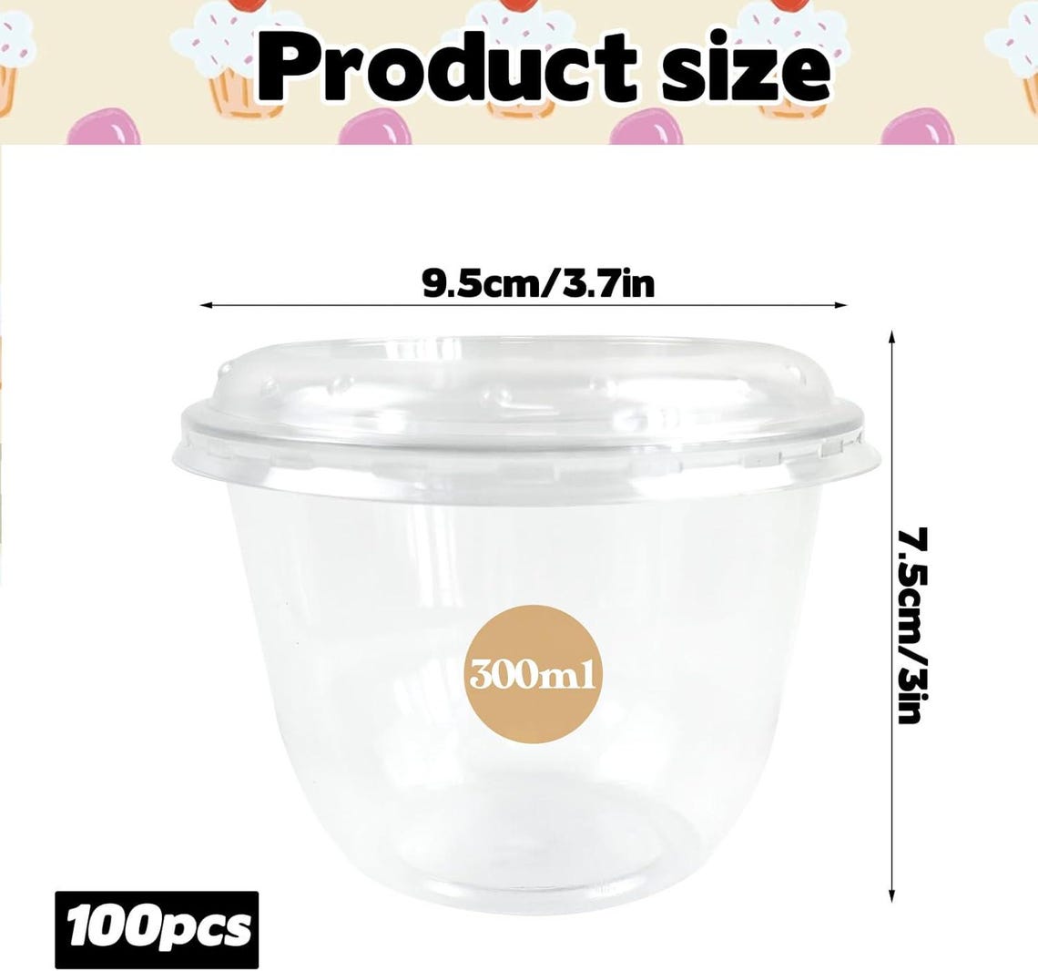 100 Pack Disposable Dessert Cups, Stackable Clear Plastic Cups With ...