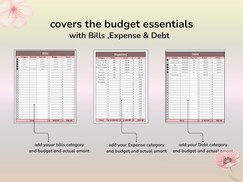 Annual Budget Spreadsheet for Excel & Google Sheets | Yearly Budget ...